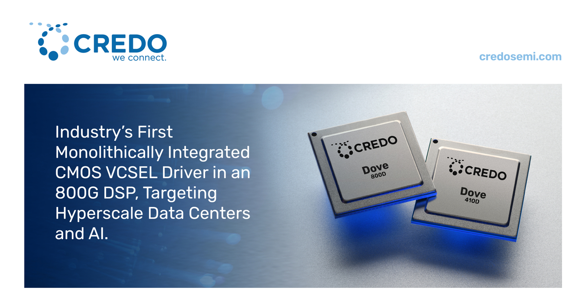 Credo Introduces Industry’s First Monolithically Integrated CMOS VCSEL ...
